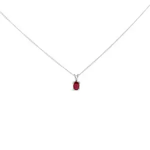 HAUS OF BRILLIANCE 14k Gold Gemstone Solitaire Pendant Necklace - Red Ruby | White